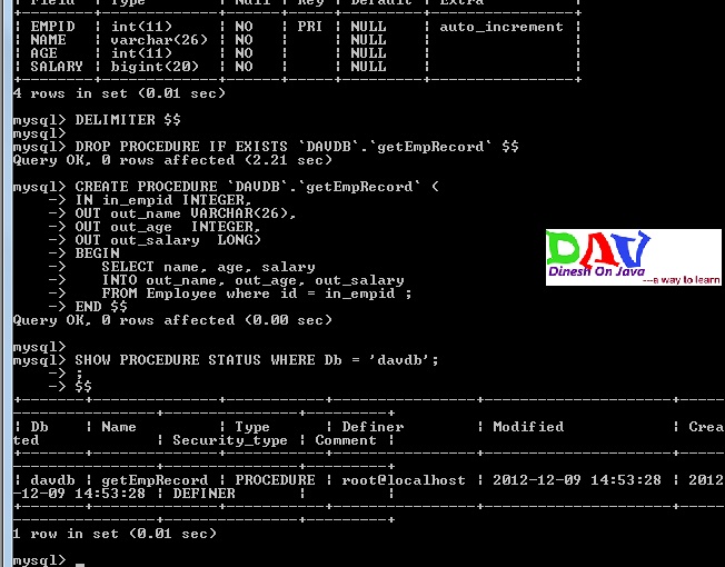 Stored Procedure with SimpleJdbcCall in Spring - Dinesh on Java Stored Procedure with SimpleJdbcCall in Spring - Dinesh on Java